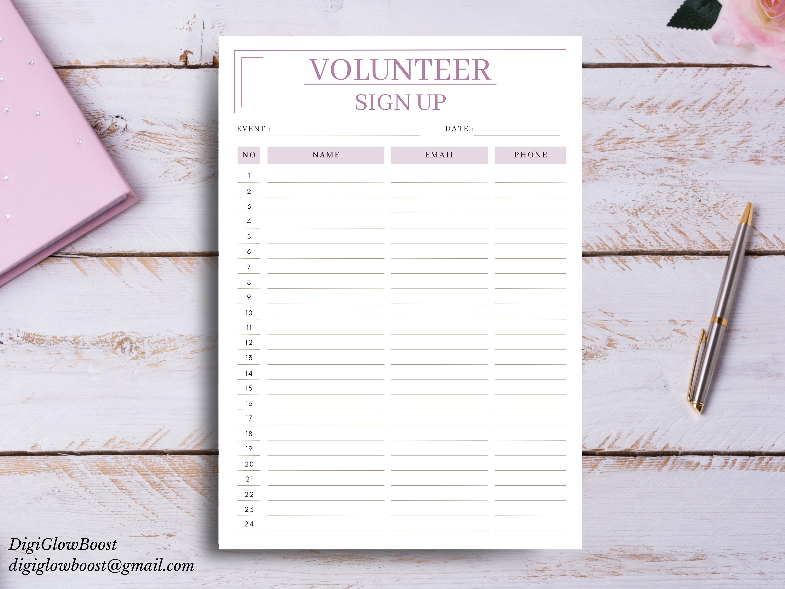 Editable Sign up Sheet Template Volunteer Sign up Printable Sign up ...