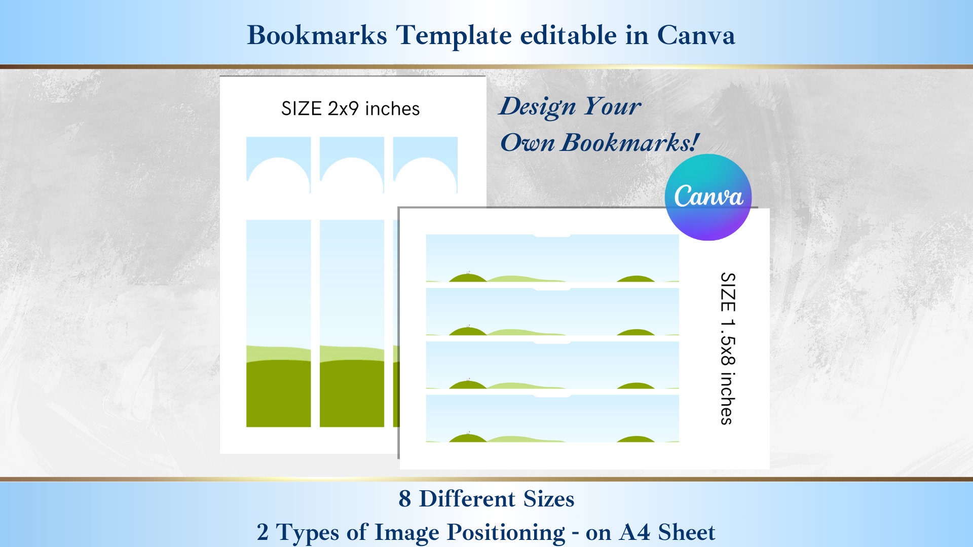 Canva Bookmark Template 8 Different Sizes Vertical and Horizontal ...