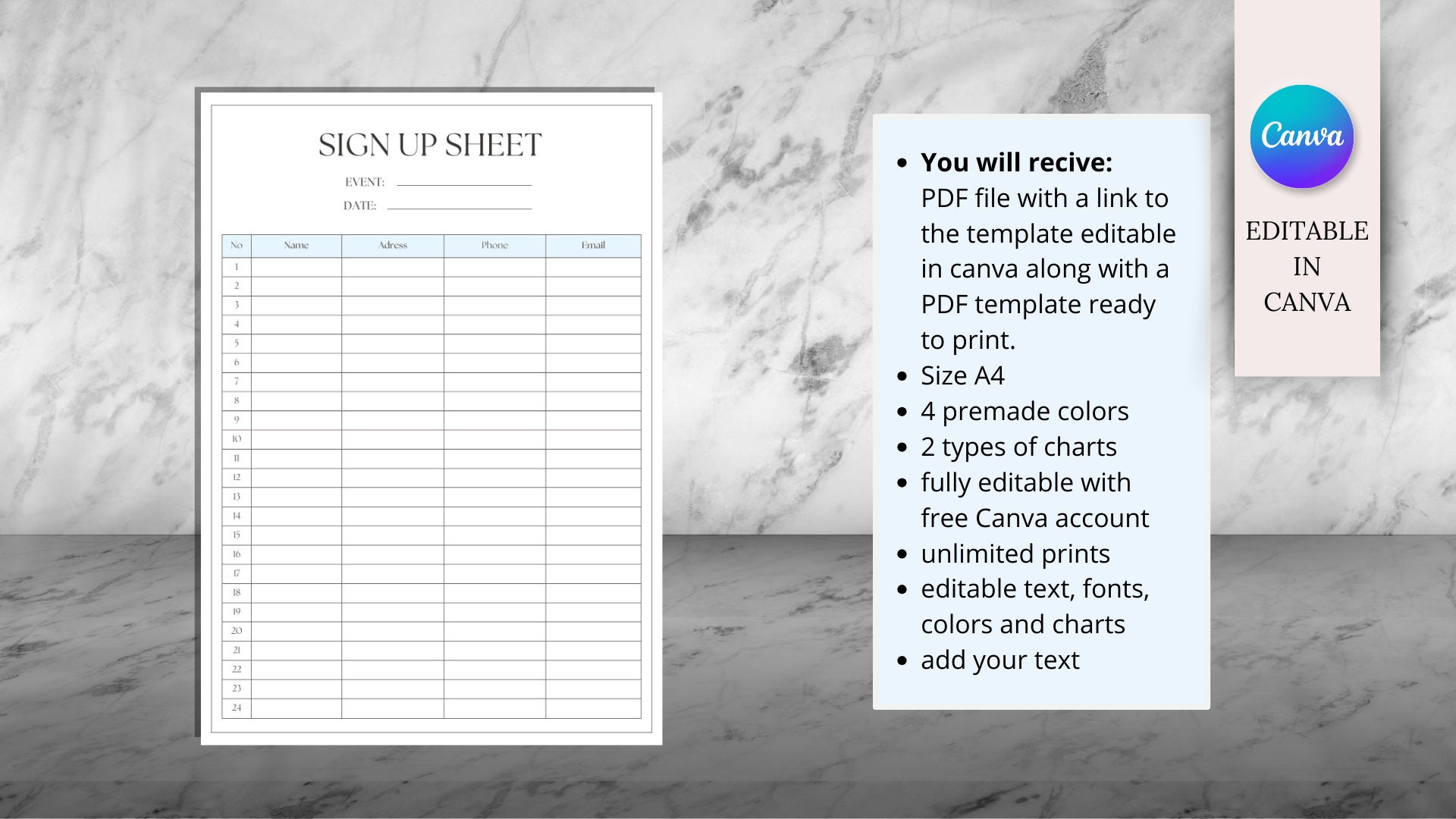 Editable Sign up Sheet Template Canva Template Printable Sign up Sheet ...