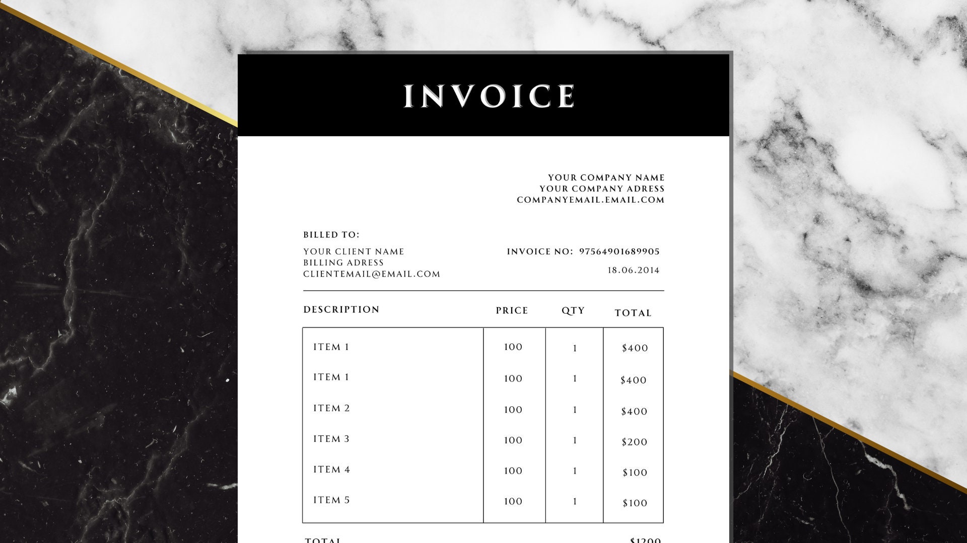 Invoice Template Simple Invoice Canva Template Small Business Editable ...
