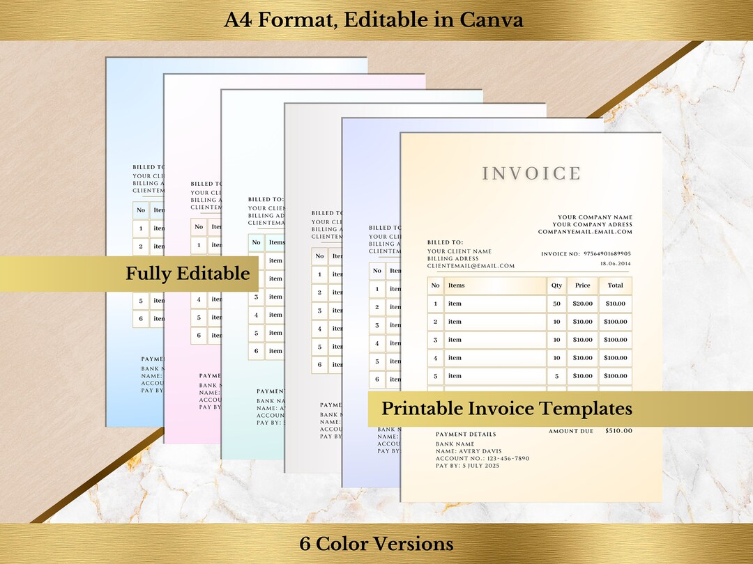 Invoice Template Classy Invoice Canva Template Proffesional Beige ...