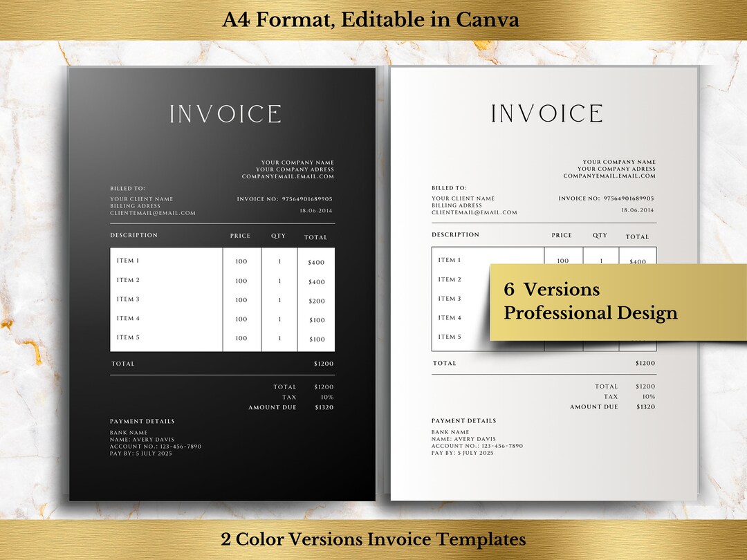 Invoice Templates Classy Invoice Canva Template Proffesional Beige ...
