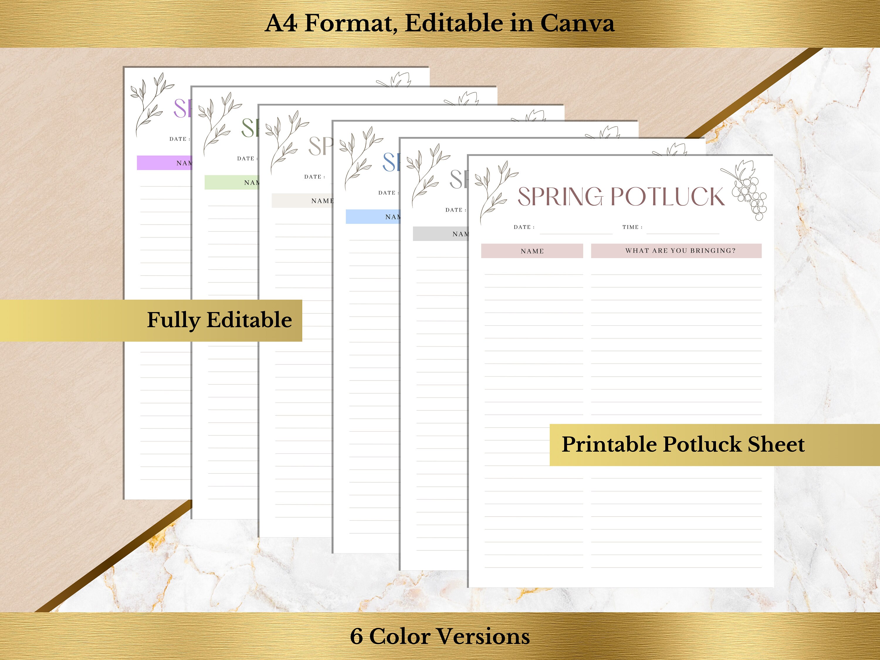 Editable Potluck Sheet Template Canva Template Printable Potluck Sheet ...