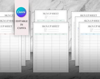 Editable Sign up Sheet Template Canva Template Printable Sign up Sheet ...