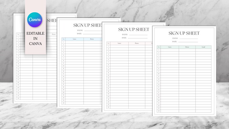 Editable Sign up Sheet Template Canva Template Printable Sign up Sheet ...