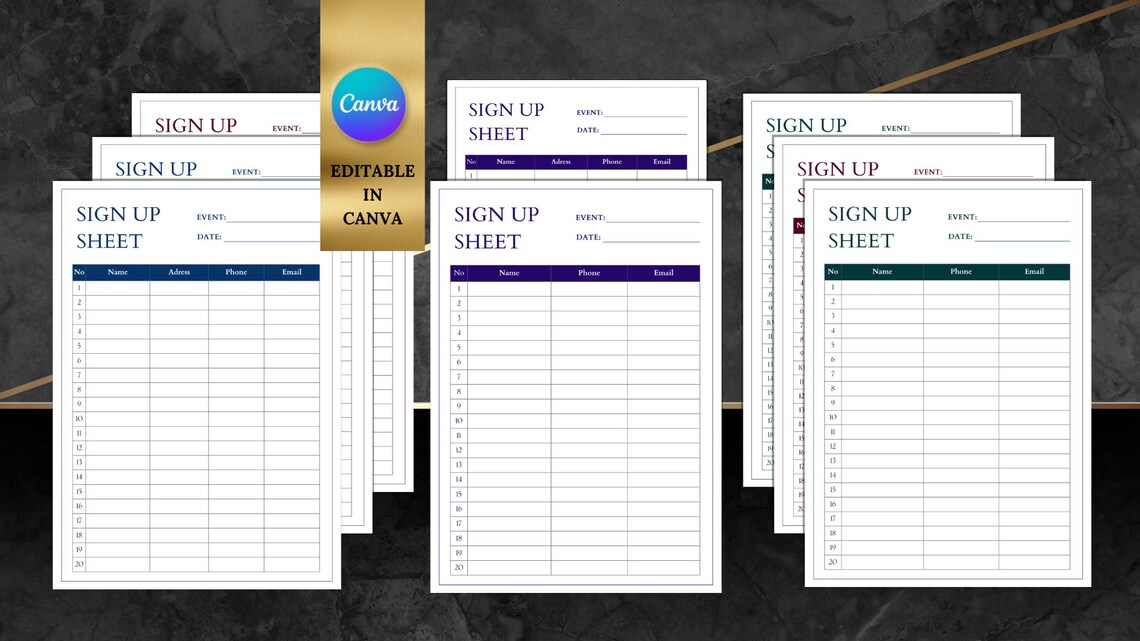 Editable Sign up Sheet Template Canva Template Printable Sign up Sheet ...
