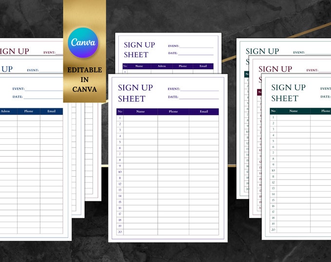 Editable Sign up Sheet Template Canva Template Printable Sign up Sheet ...