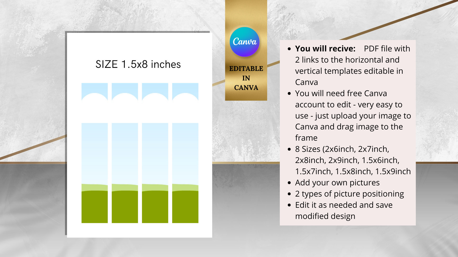 Canva Bookmark Template 8 Different Sizes Vertical and Horizontal ...