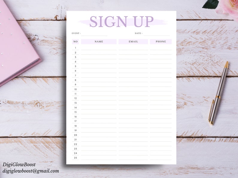 Editable Sign up Sheet Template Canva Template Printable Sign up Sheet ...