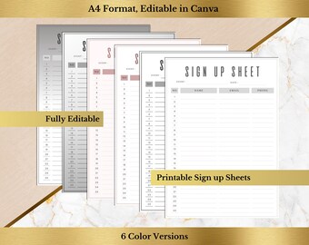 Editable Sign up Sheet Template Canva Template Printable Sign up Sheet ...