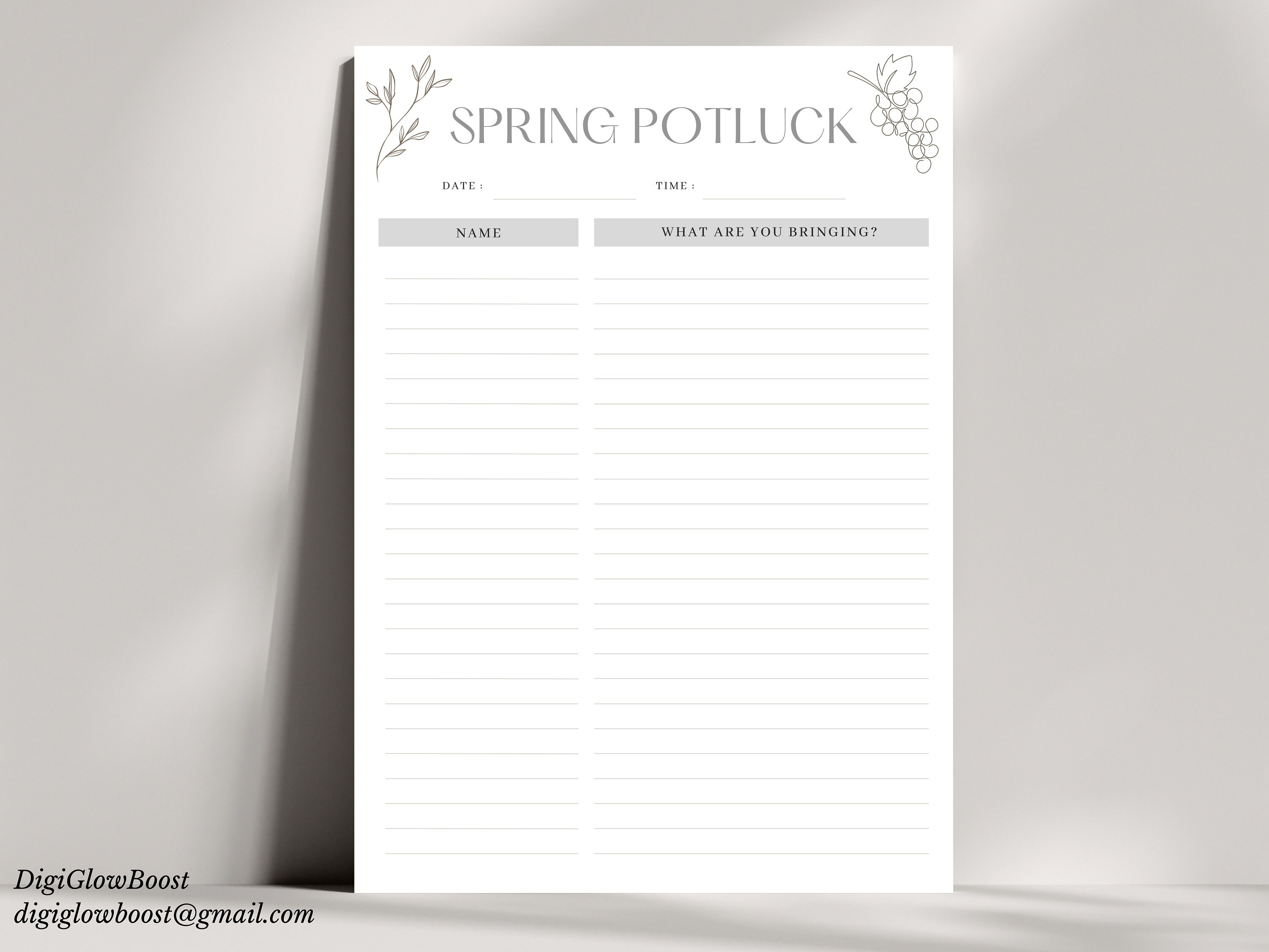 Editable Potluck Sheet Template Canva Template Printable Potluck Sheet ...