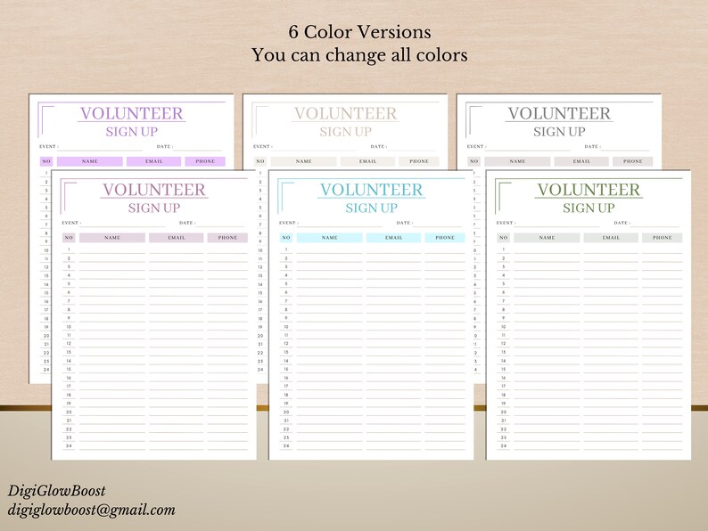 Editable Sign up Sheet Template Volunteer Sign up Printable Sign up ...