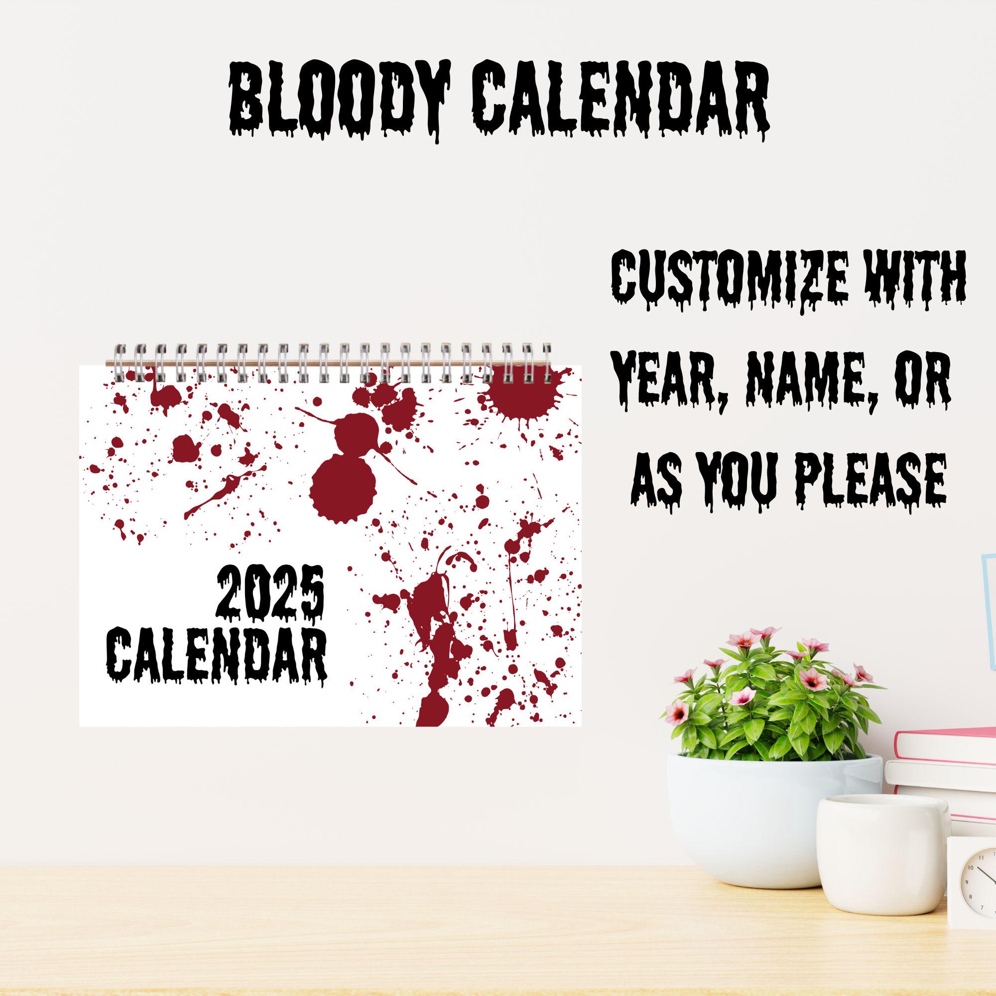 Blood Splatter Undated Calendar, Printable & Editable Digital Layout ...