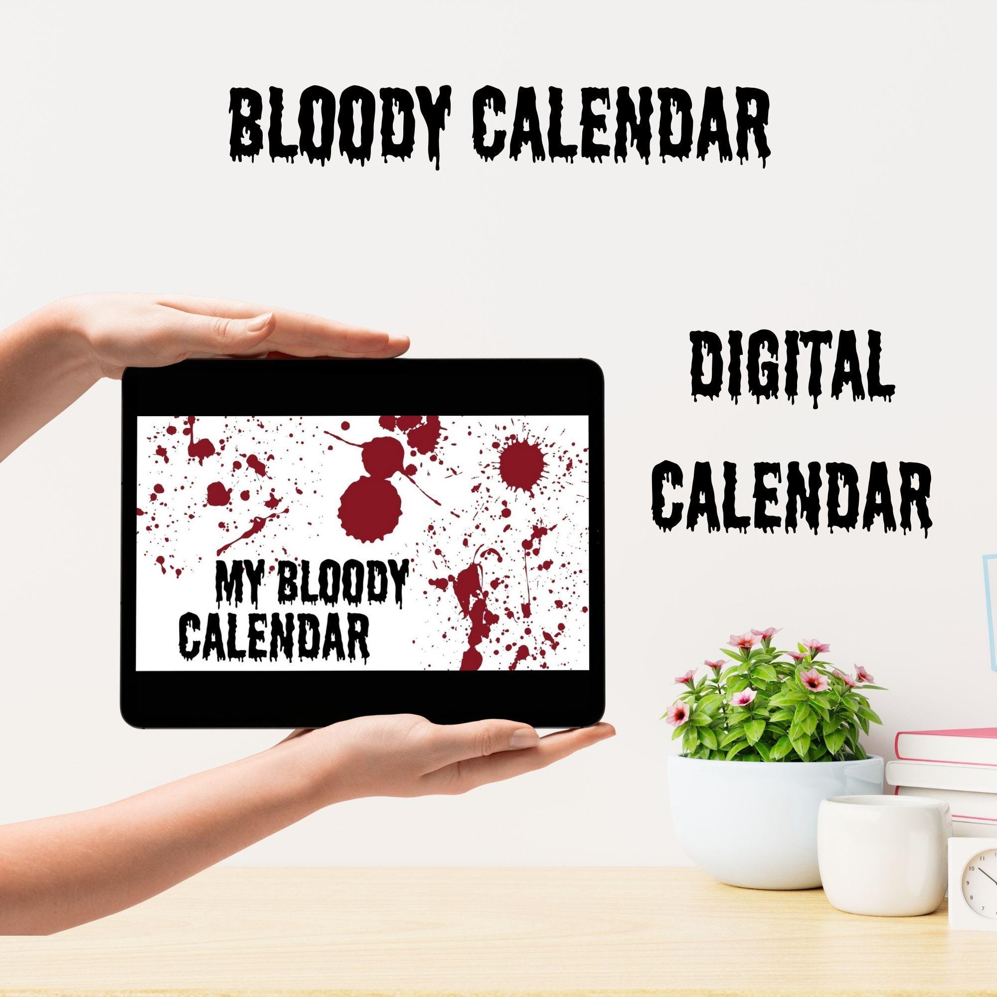 Blood Splatter Undated Calendar, Printable & Editable Digital Layout ...