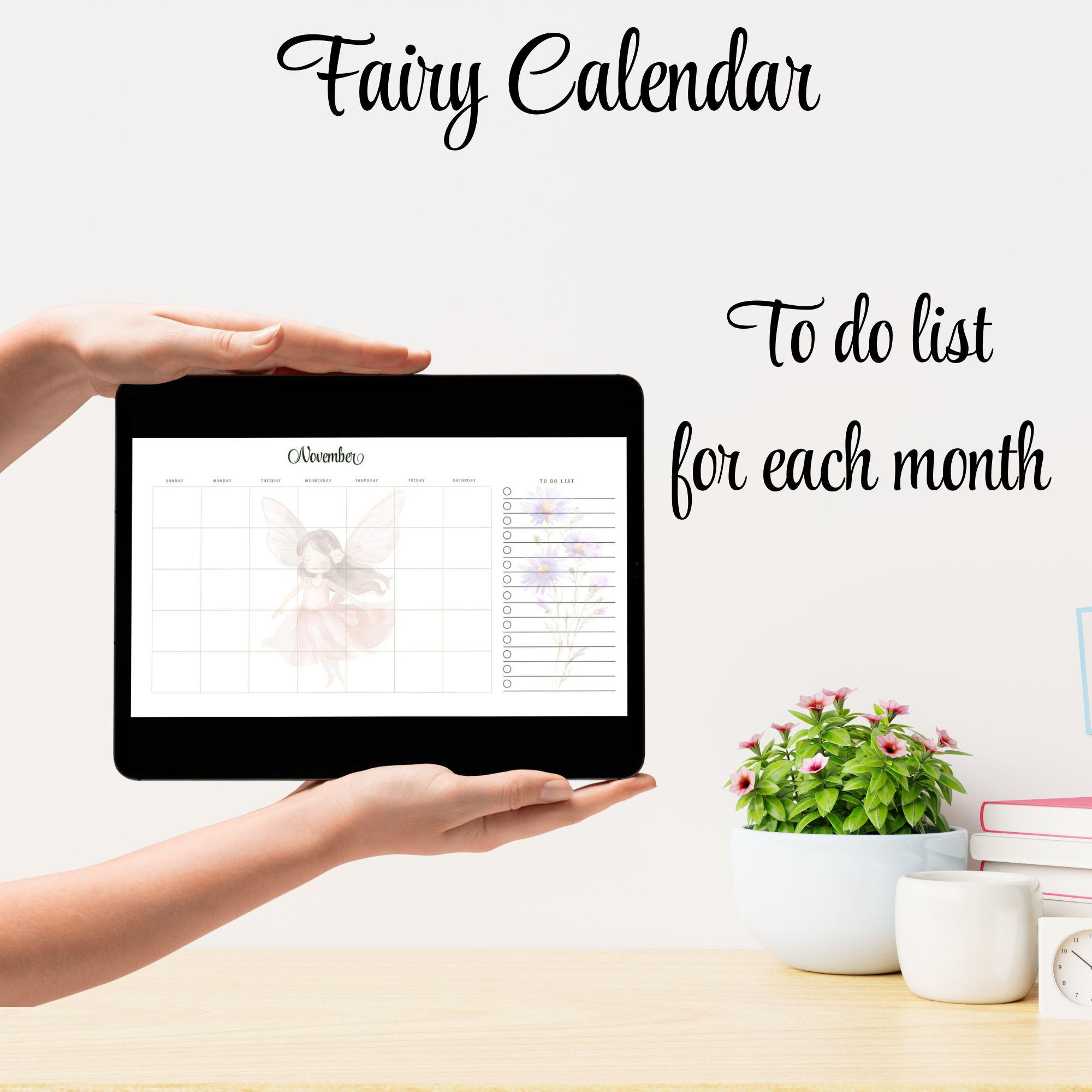 Whimsical Fairy Calendar 2025, Customizable Digital Planner, Printable ...