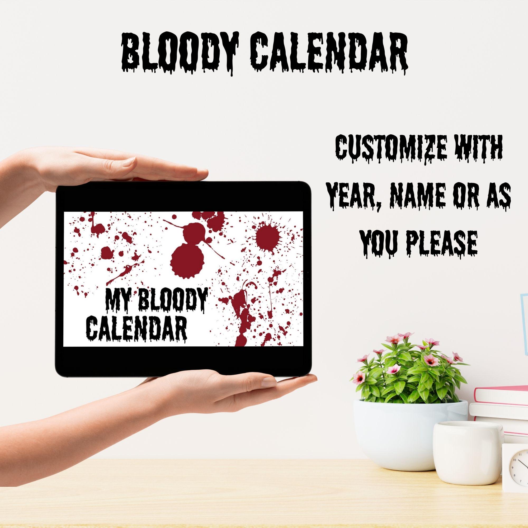 Undated Bloody Calendar - Halloween Horror Printable - Instant Download ...