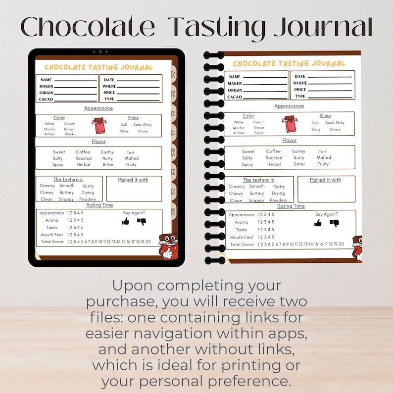 Digital Chocolate Tasting Kit - Printable Journal Sheets for ...