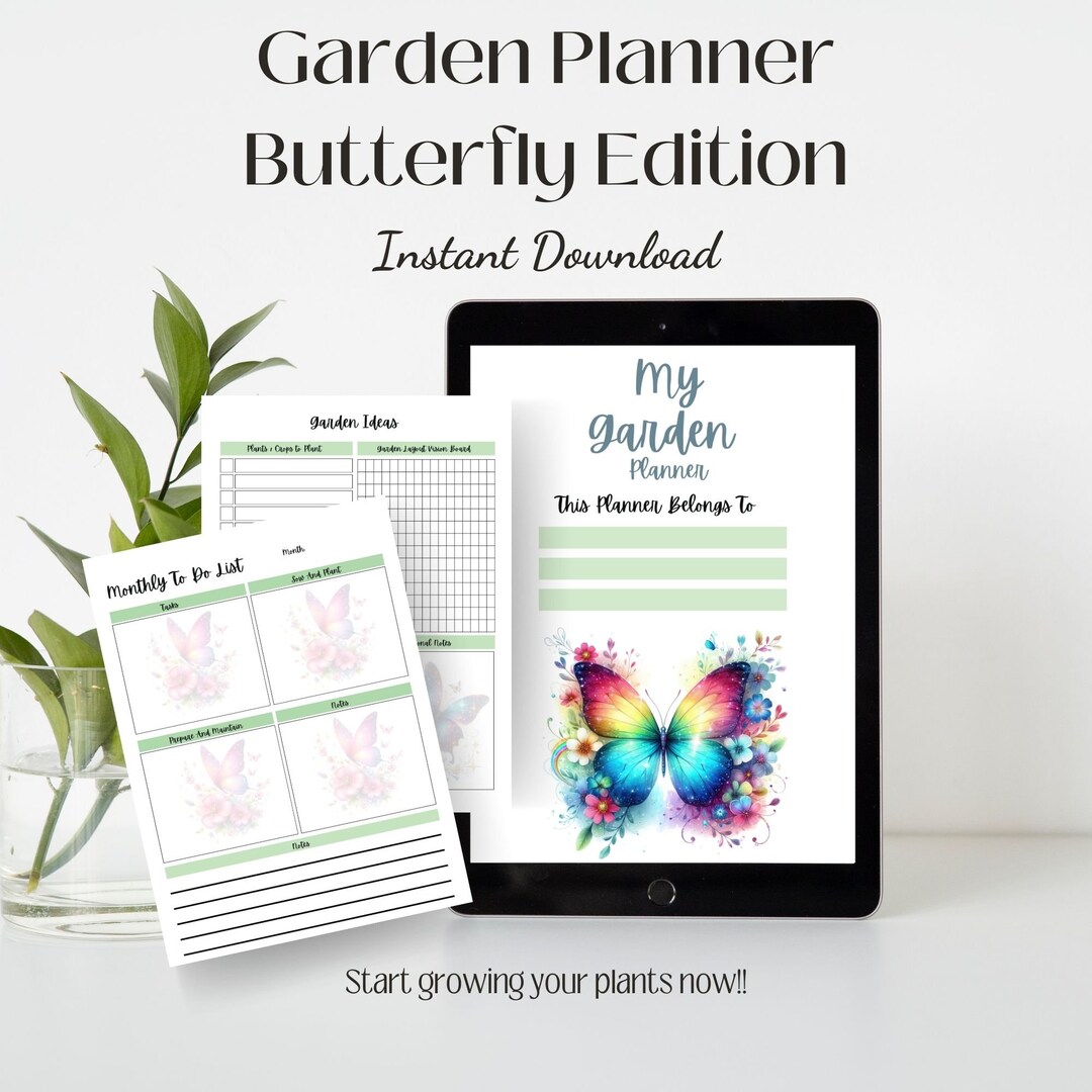 Fluttering Butterfly Theme Digital Garden Planner Printable Organizer ...