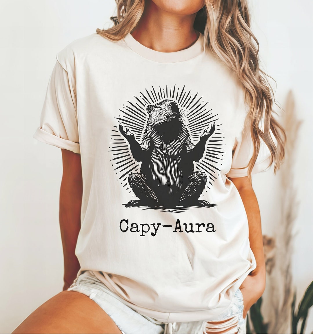 Capy-aura Yoga Capybara Shirt Spiritual Retro Nature Meme Mental Health ...