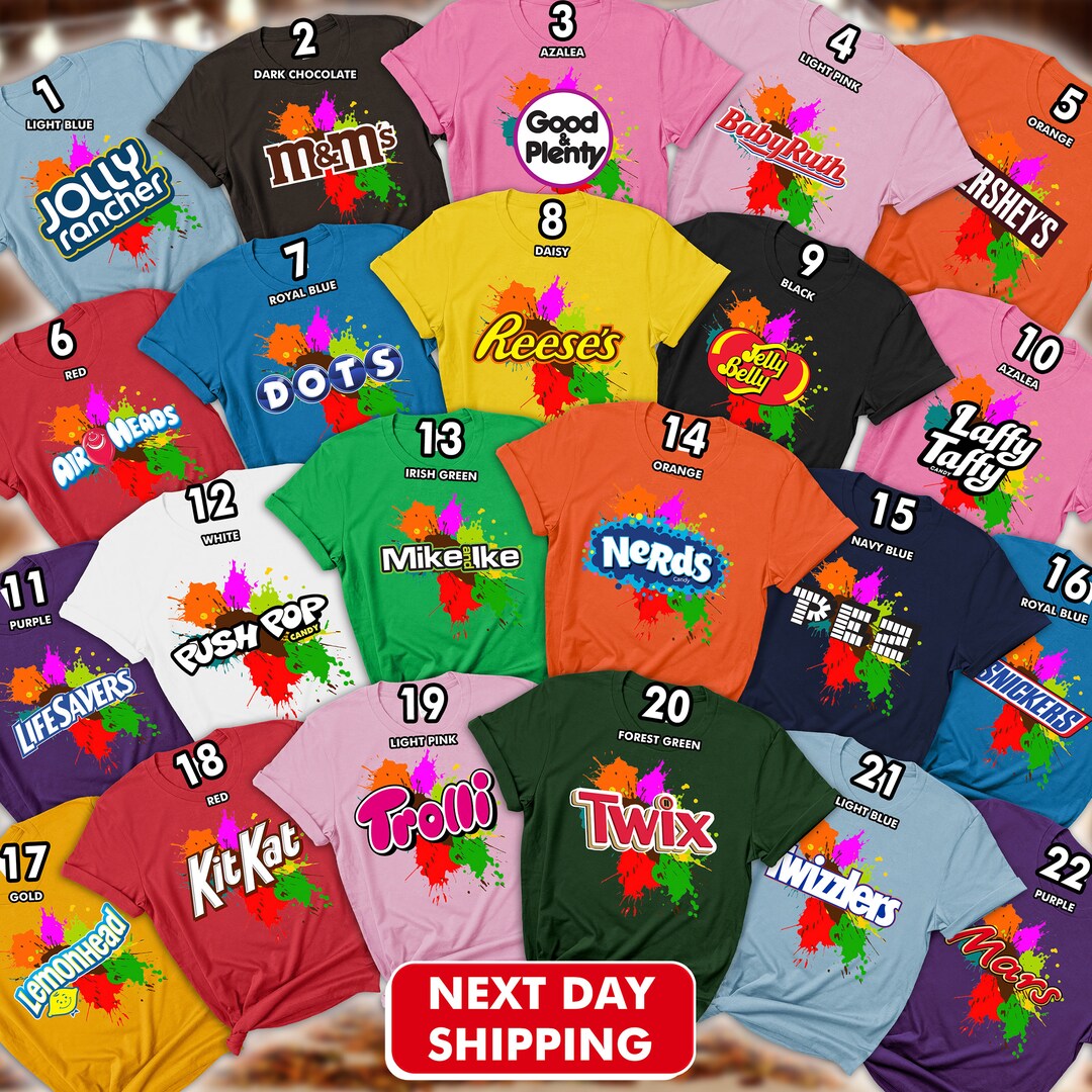Colorful Custom Chocolate Bar Matching Family Halloween Shirt, Custom ...
