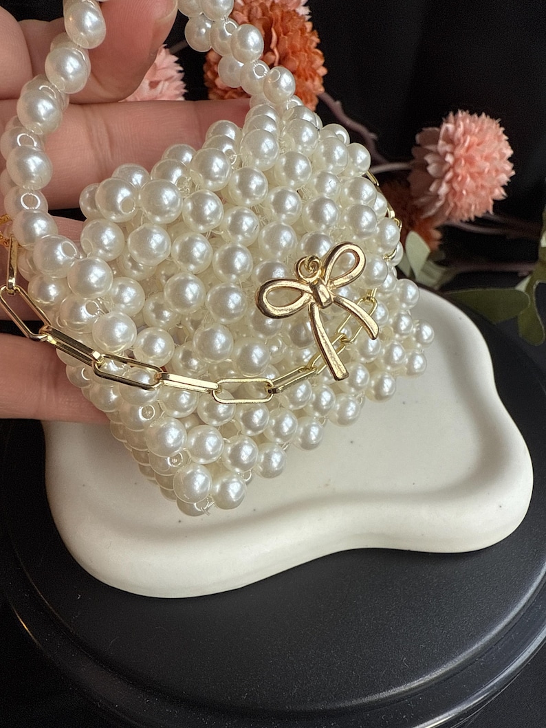 Mini Bag Beaded Bag for Coin- Cute Pearls Handbag - Handbag ...