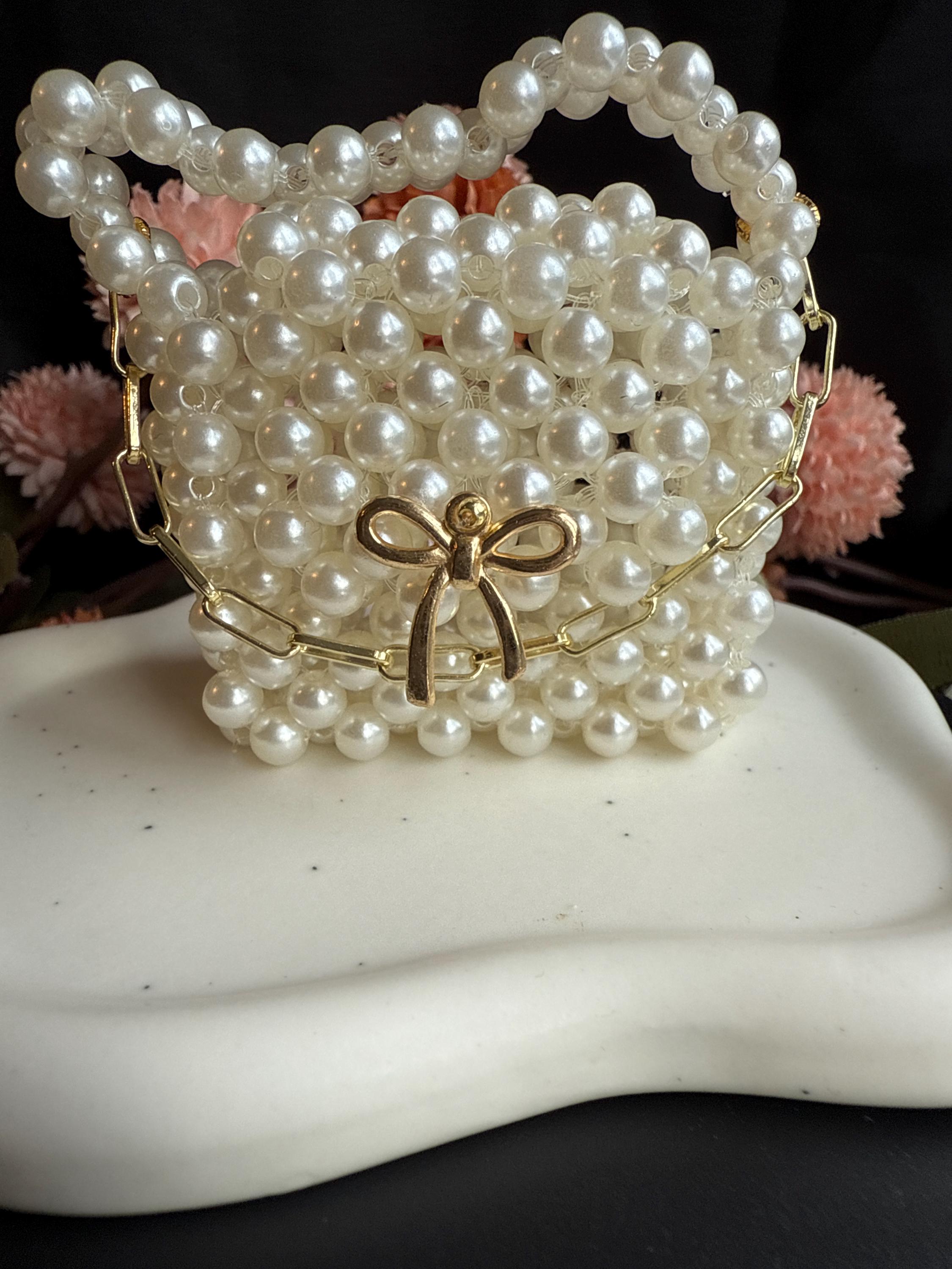Mini Bag Beaded Bag for Coin- Cute Pearls Handbag - Handbag ...