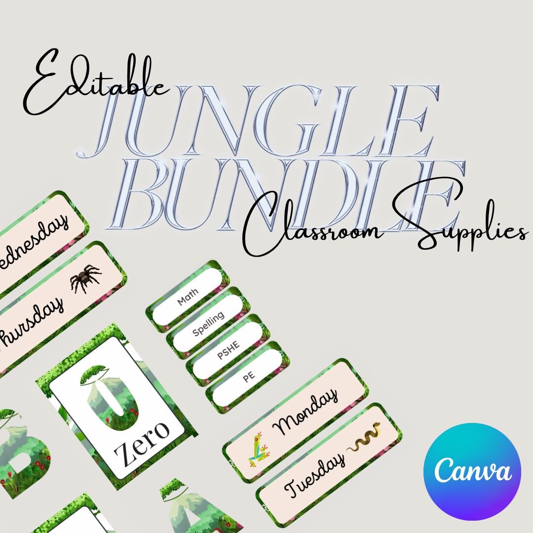 Jungle Theme Classroom Decor Set | Alphabet Posters A-Z, Number Line 1 ...