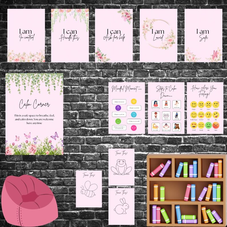 Calm Corner Printable Bundle for Kids | Emotions Chart, Affirmations ...