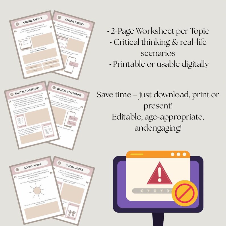 Online Safety for Kids | Editable Digital Citizenship Lessons ...