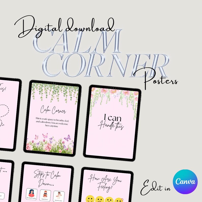 Calm Corner Printable Bundle for Kids | Emotions Chart, Affirmations ...
