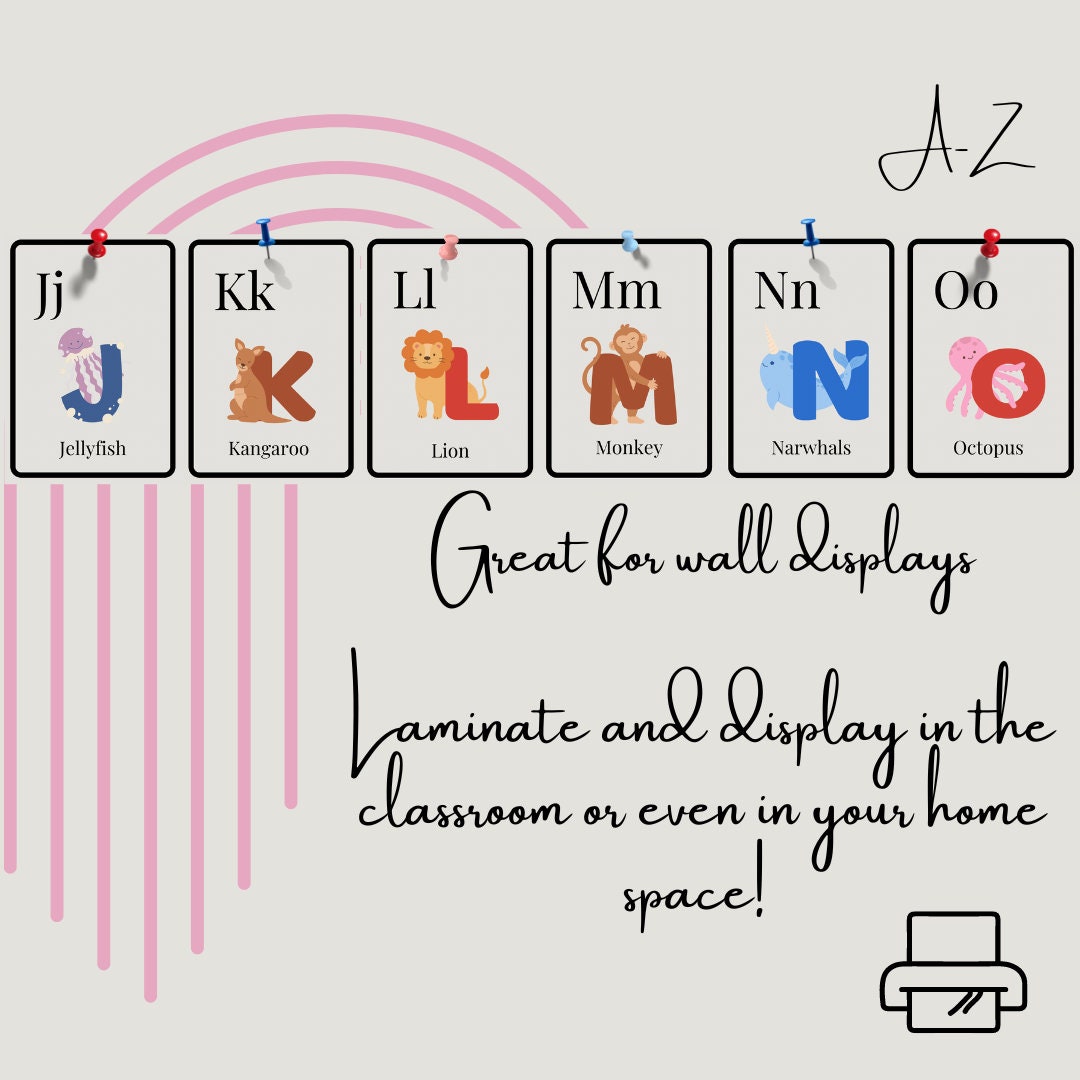 Animal Alphabet Posters, Abc Posters, Modern Classroom Decor, Boho ...