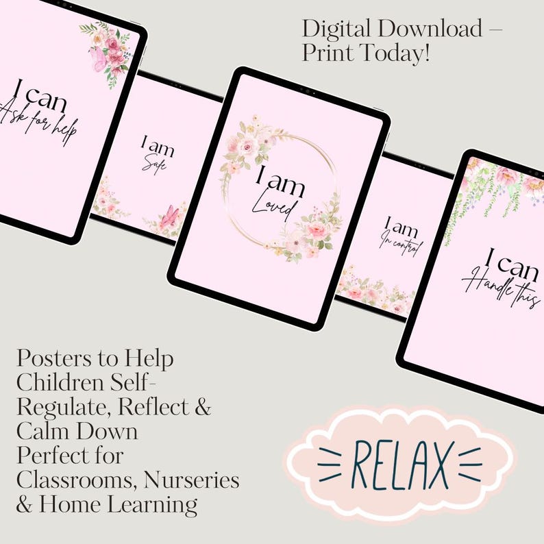 Calm Corner Printable Bundle for Kids | Emotions Chart, Affirmations ...