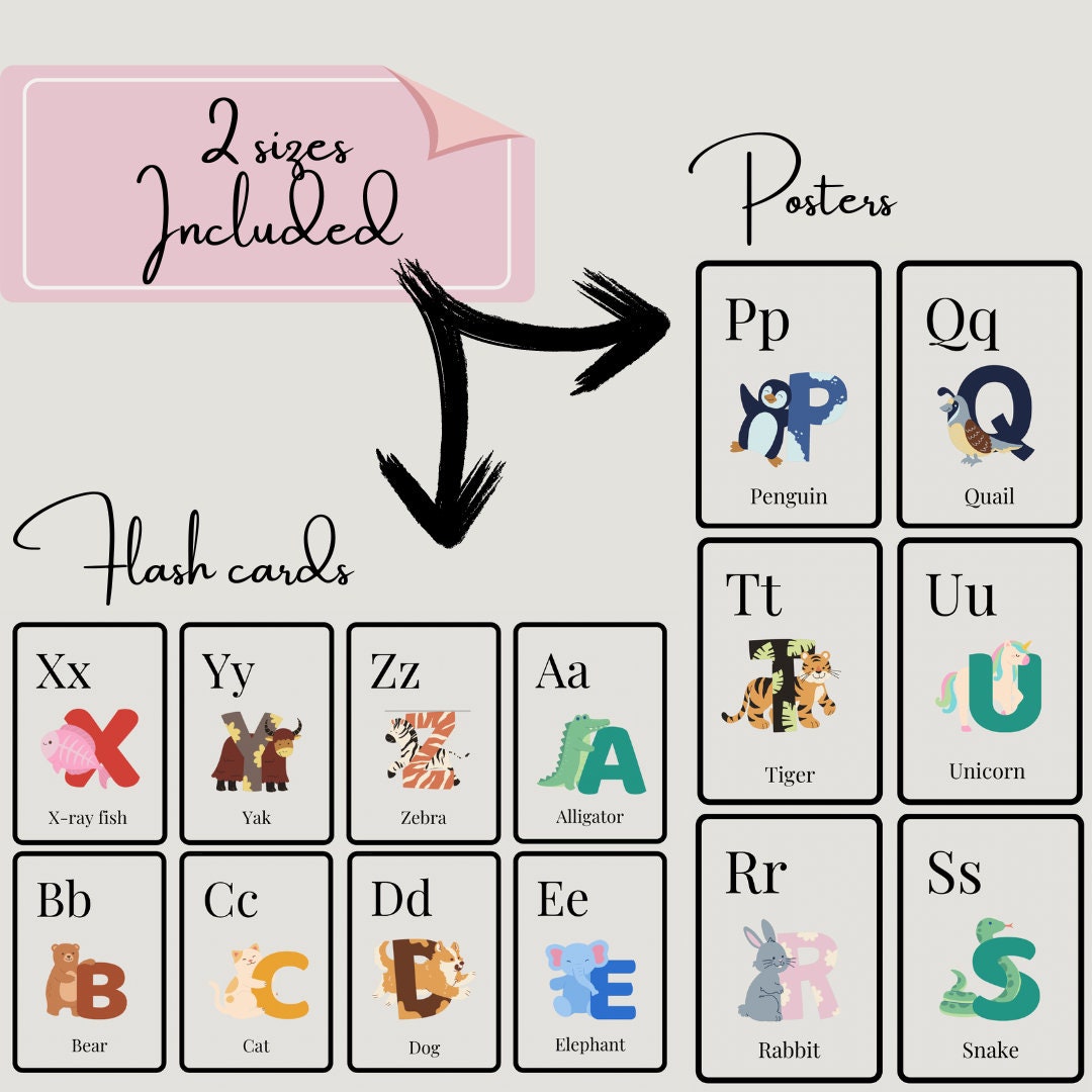 Animal Alphabet Posters, Abc Posters, Modern Classroom Decor, Boho ...