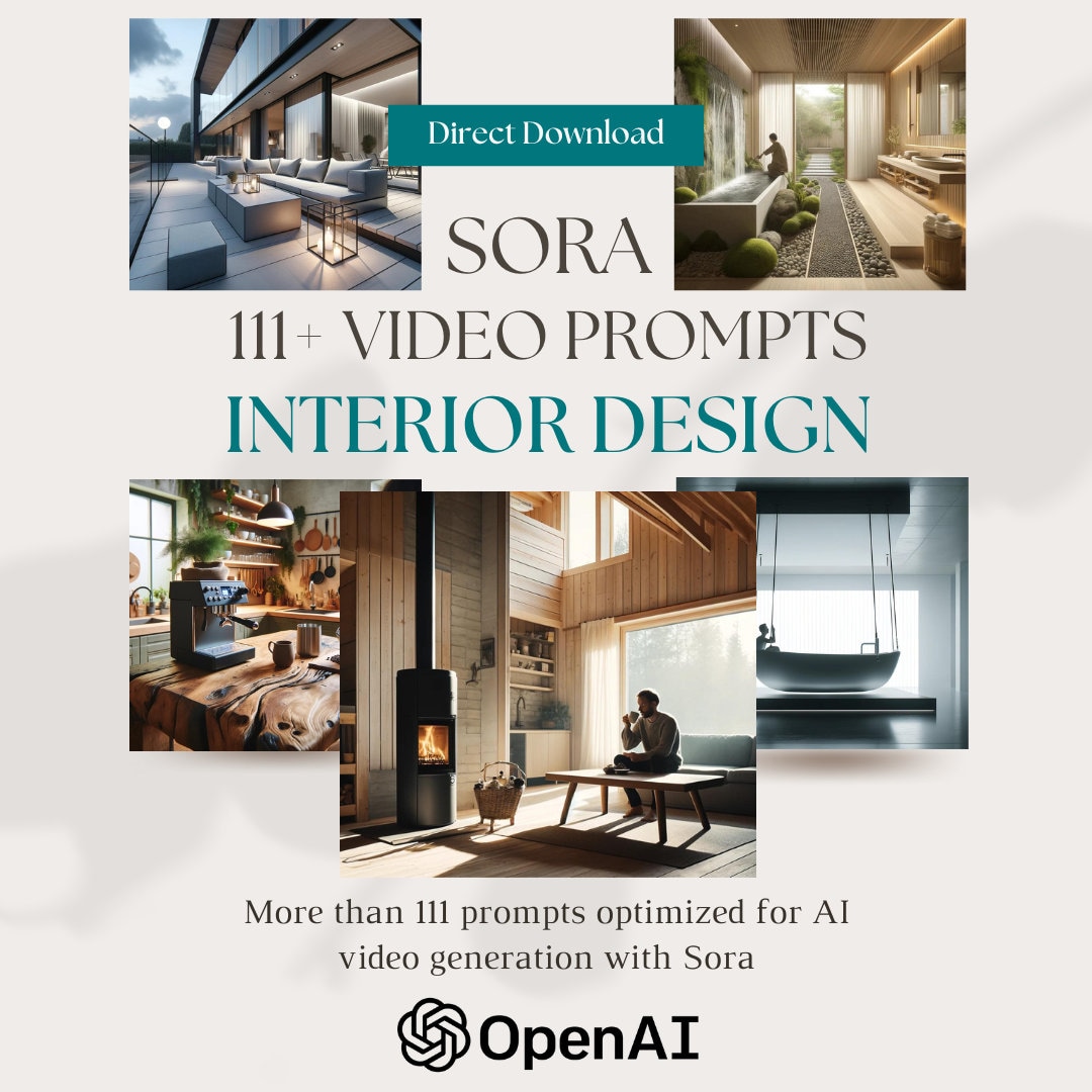 111 SORA Prompts for Interior Design, AI Videos, Digital Art - Etsy