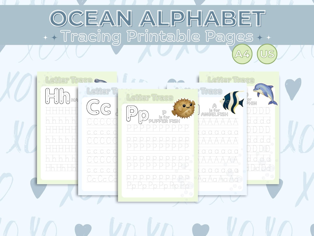 Ocean Alphabet A to Z Letter Tracing Printable Worksheets - Fun ...