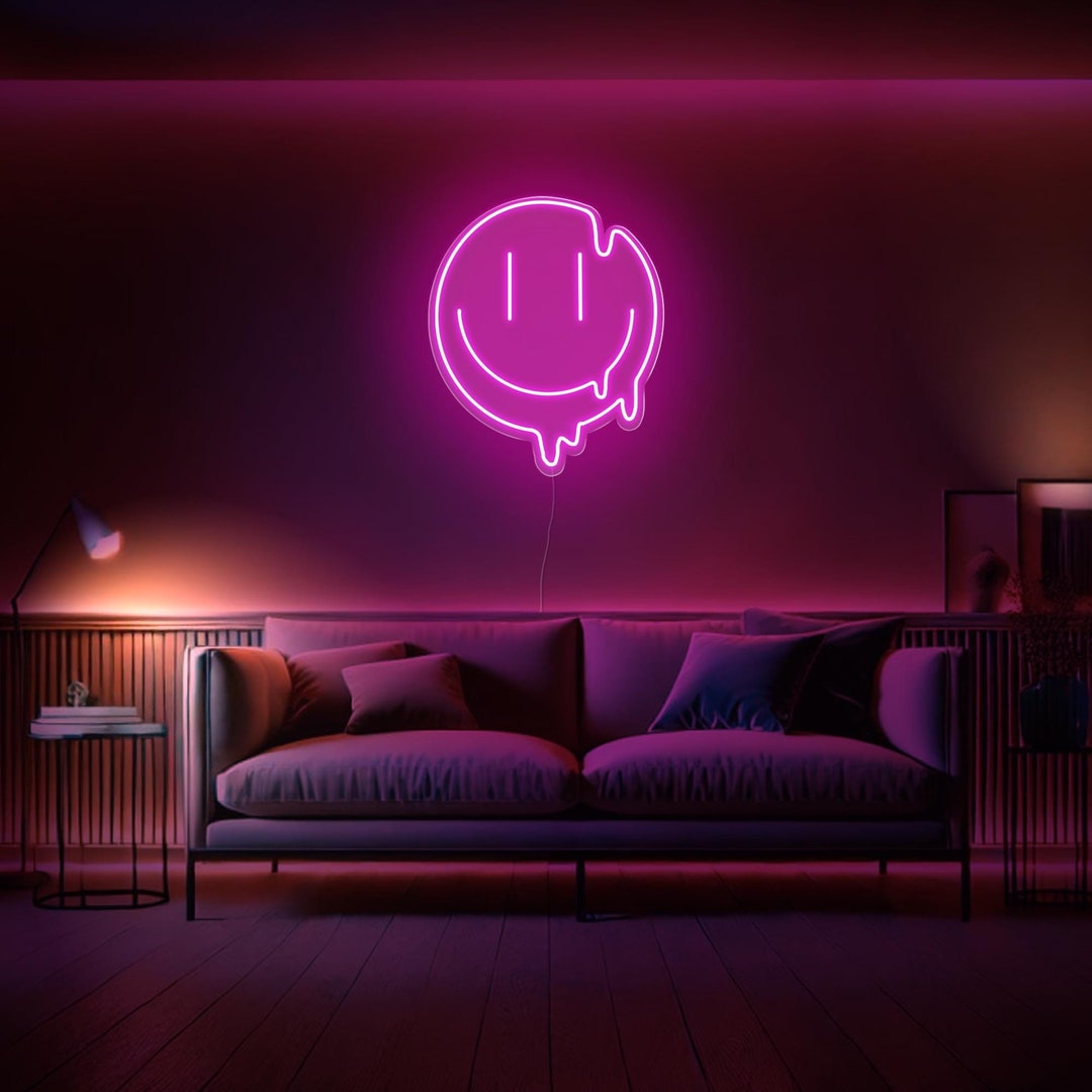 Melting Smile LED Neon Sign, Wall Decor, Wall Sign, Neon Lights - Etsy