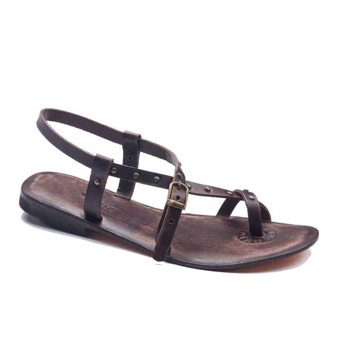 Brown Leather Toe Loop Sandals for Womens, Womens Leather Sandals ...