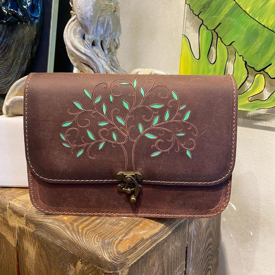 Leather Purse for Women Infinity Tree Pattern Small Crossbody Bag ...