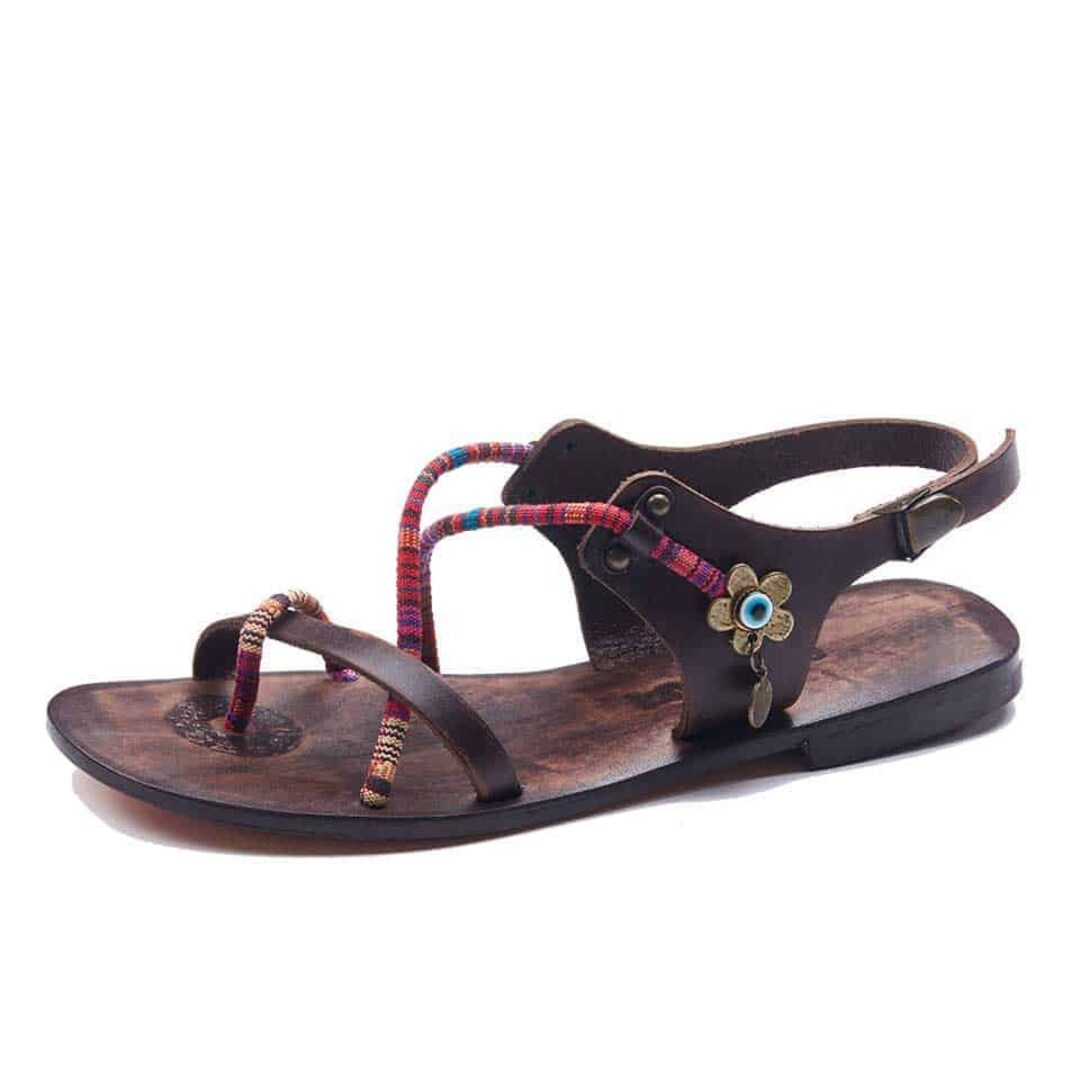 Leather Toe Loop Sandals for Womens Colored Rope, Womens Leather ...