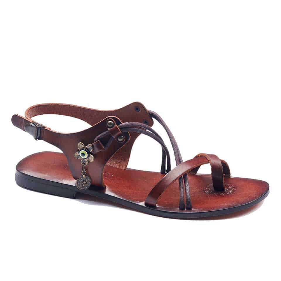 Tan Leather Sandals Toe Loop With Strap for Womens, Womens Leather ...