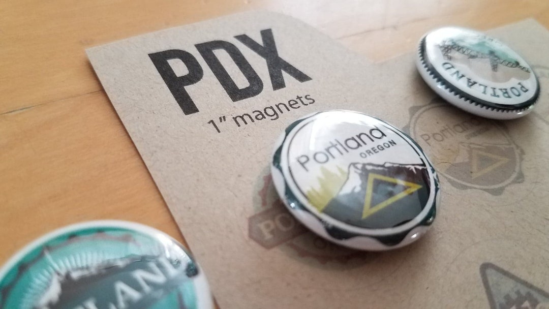 Portland Oregon Magnet Set – Set of Five Super Strong 1" Magnets (PDX ...