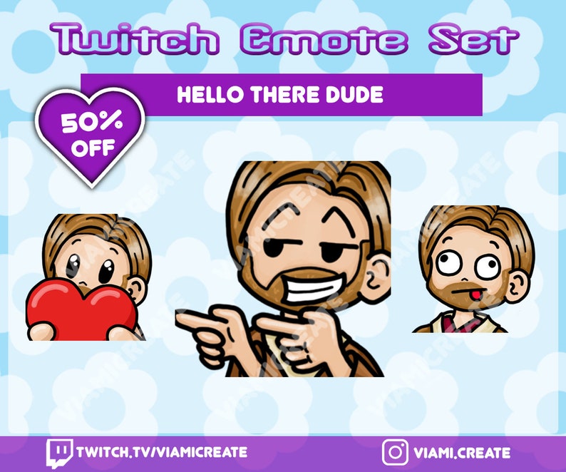 Hello There Dude Twitch Emote Set for Stream - Etsy