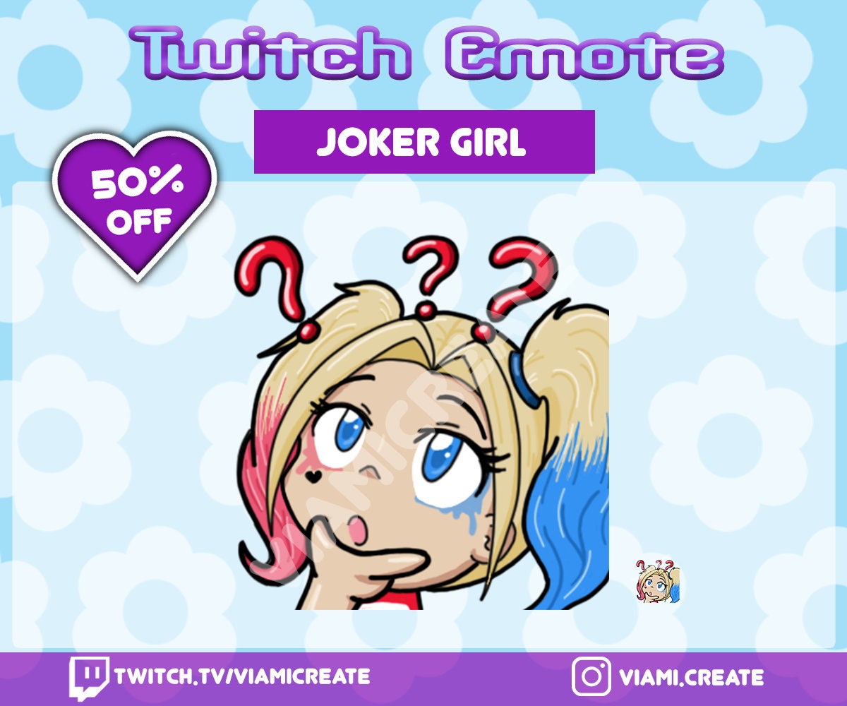 Chibi Joker Girl Twitch Emote Thinking for Stream - Etsy