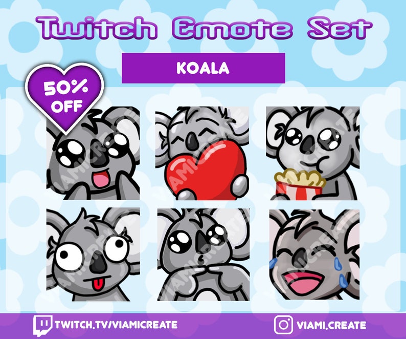Cute Koala Twitch Emotes for Stream - Etsy