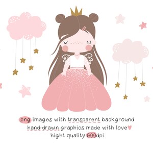Little Princess Clipart Set. Cute Knights. Dragon and the Princess ...