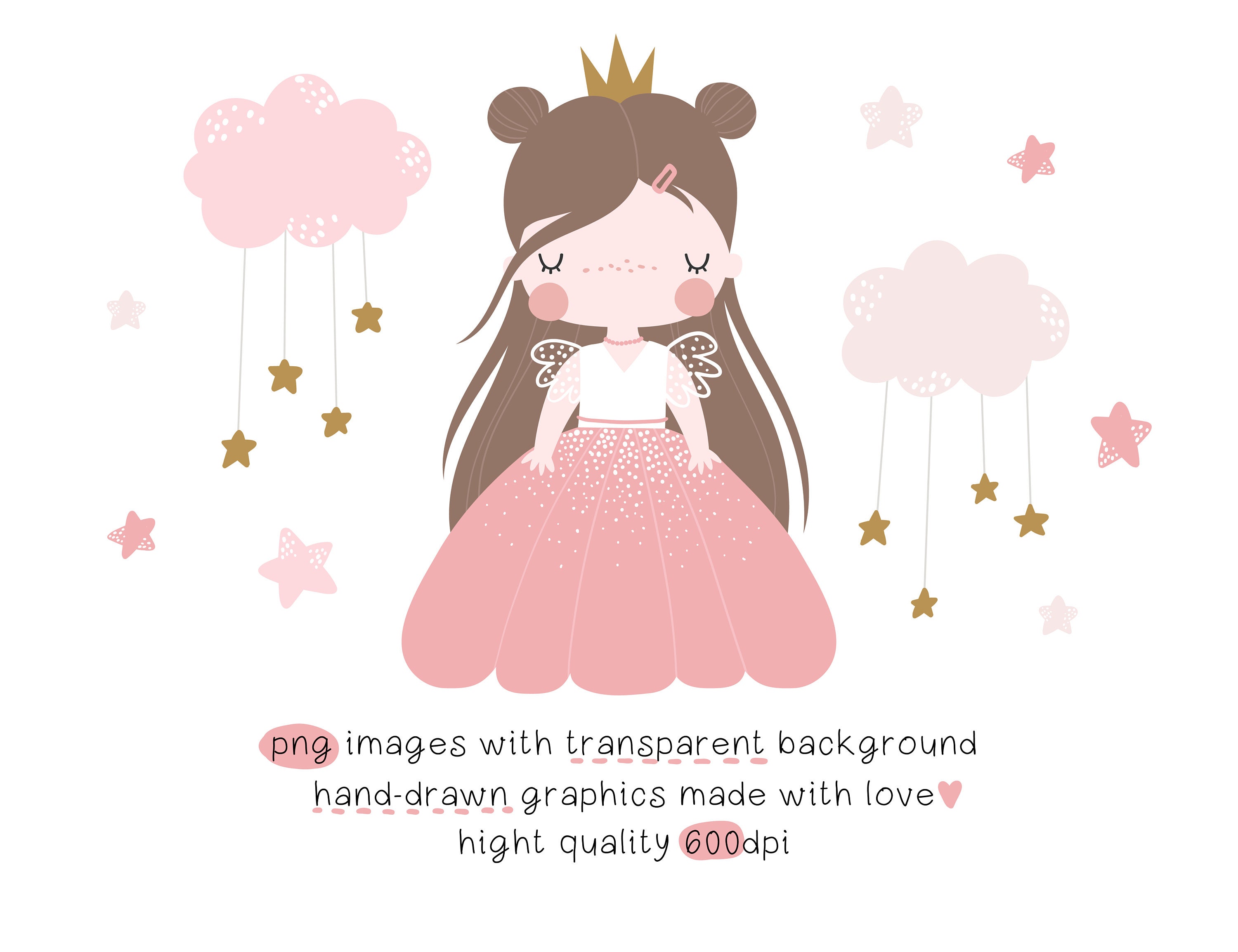 Little Princess Clipart Set. Cute Knights. Dragon and the Princess ...