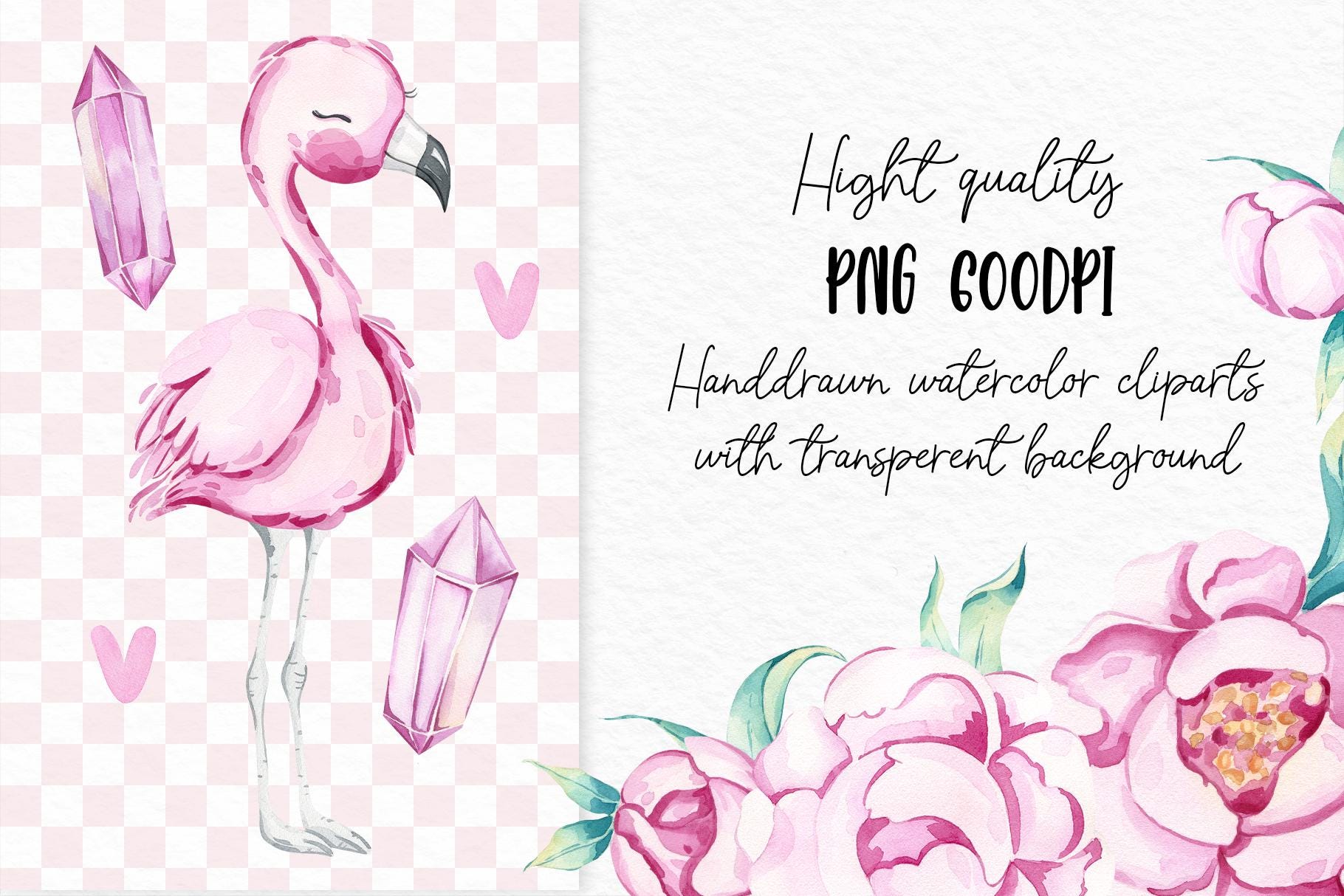 Watercolor Flamingo Clipart Set. Delicate Pink Baby Girl Cliparts. It's ...