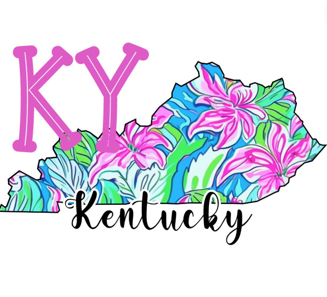 Printable DTF Png Floral State Preppy Girly Lily Style Digital Downloadable for Sublimation or ...