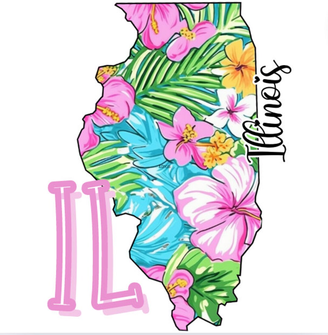 Printable DTF Png Floral State Preppy Doodle Digital Downloadable for ...