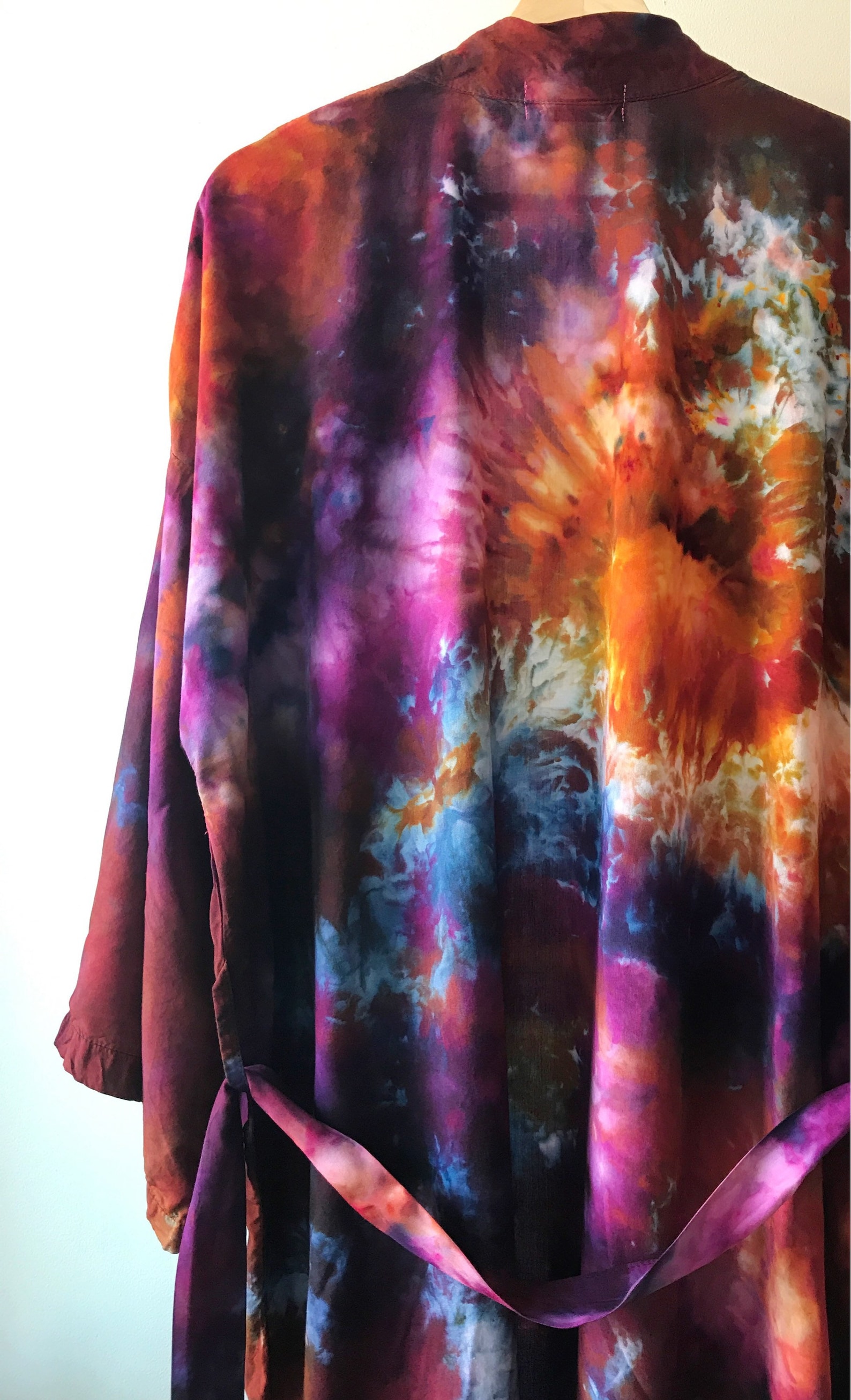 Hand Dyed Robe in Tiger's Eye Tie Dyed Rayon Bathrobe - Etsy